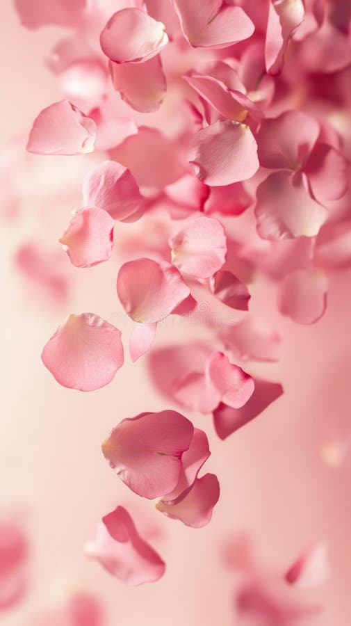 Falling Pink Rose Petals, Soft Focus. Romantic Floral Concept Stock ...