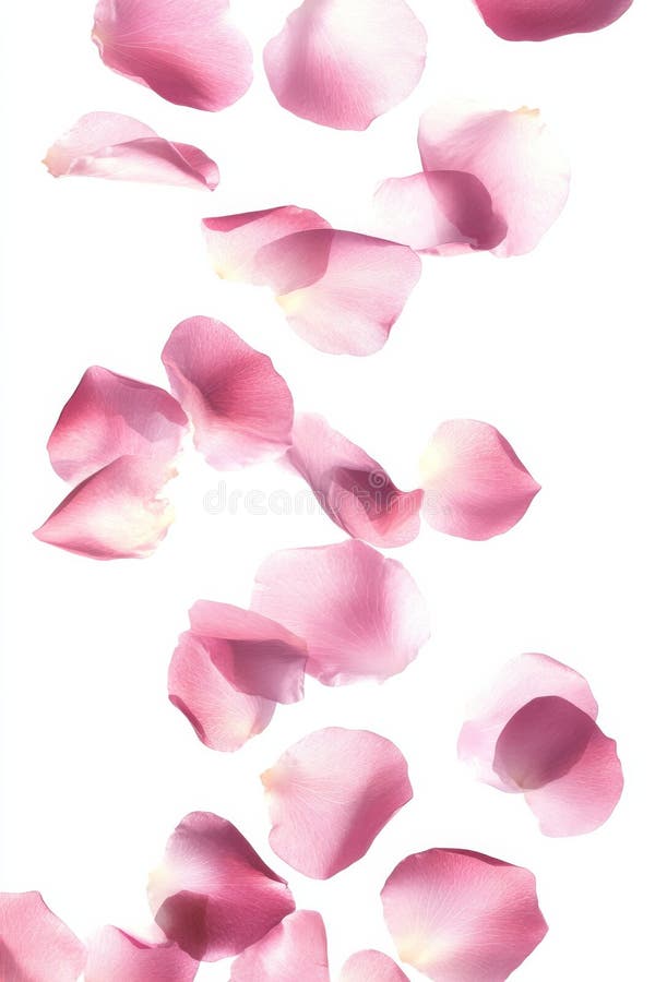 Falling Pink Rose Petals Vertical Composition, Soft Lighting, Romantic ...