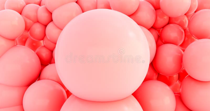 Falling Pink Soft Spheres. Random Sizes Balls. 3d Rendering Picture ...