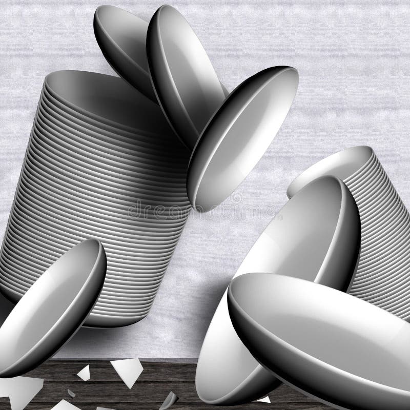 Falling plates stock illustration. Illustration of porcelain - 34017006