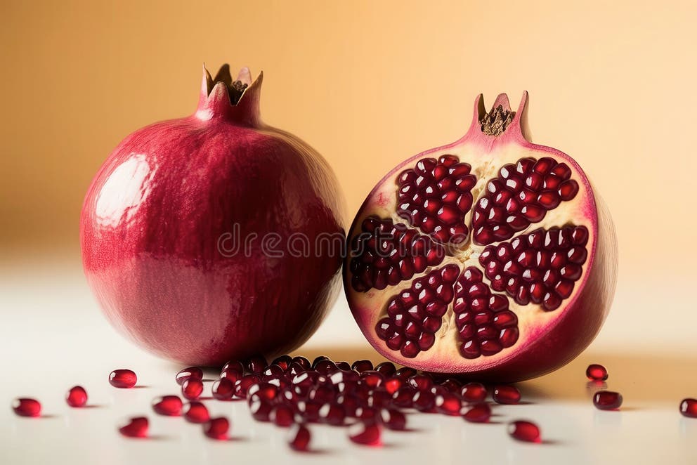 Pomegranate Exploding with Vibrant Seeds Captured in Mid-air during a ...