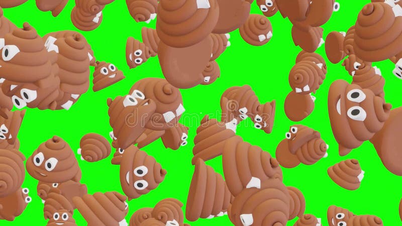 Falling Poo Emoji Animation (MOV) with Green Screen Stock Video - Video ...