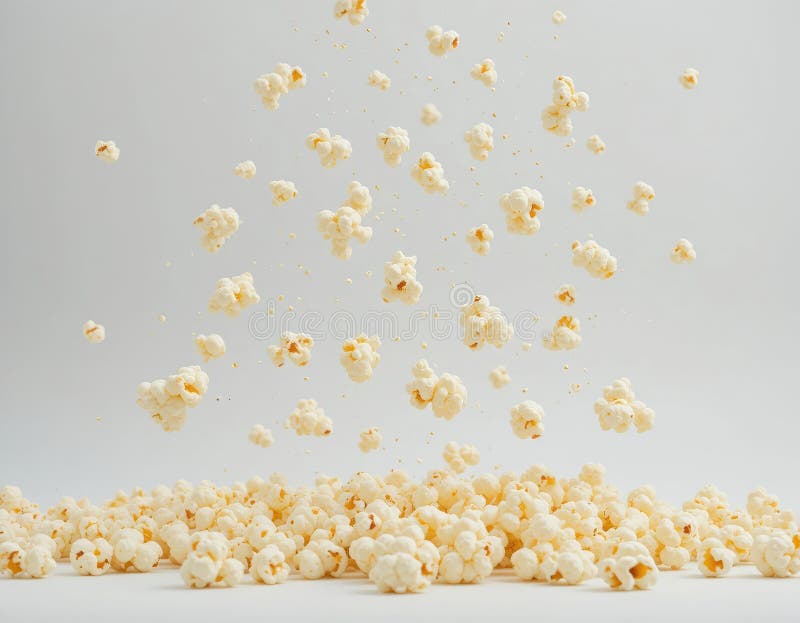 Falling Popcorn Creating Dynamic Food Photography, Isolated on White ...