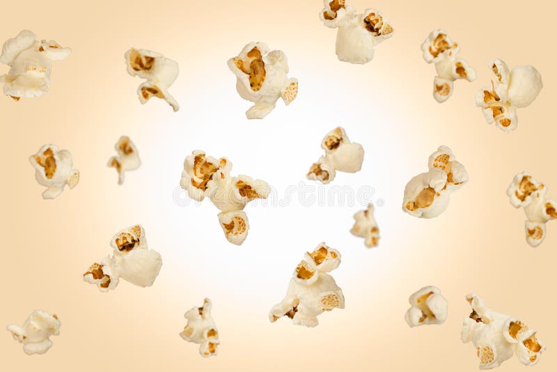 Falling Popcorn are Isolated on a Colored Background with Clipping Path ...