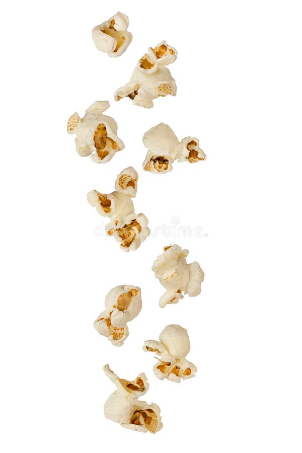 Falling Popcorn Isolated on White Background Stock Image - Image of ...