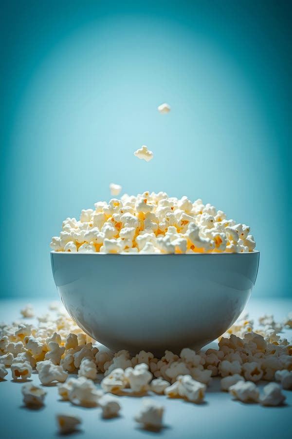 Falling Popcorn Kernels on Overflowing Bowl Stock Illustration ...