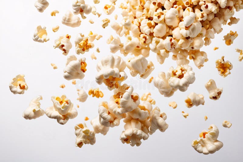 Falling Popcorn on White Background Stock Illustration - Illustration ...