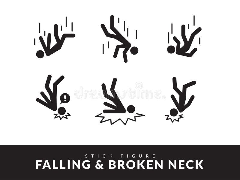 The Falling Poses and Broken Neck. Isolated Vector Illustration Stock Illustration ...