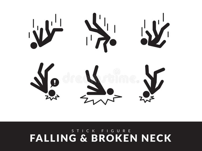 The Falling Poses and Broken Neck. Isolated Vector Illustration Stock ...