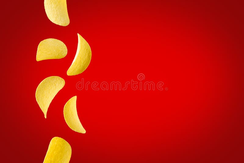 Flying Crispy Potato Chips Isolated Stock Photo - Image of background ...