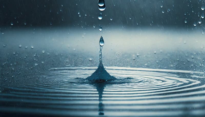 Falling Rain with Drops Falling into Water Stock Illustration ...