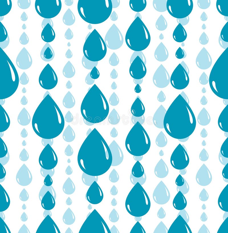 Falling Rain Drops Water Vector Seamless Pattern, Blue Colored R Stock ...