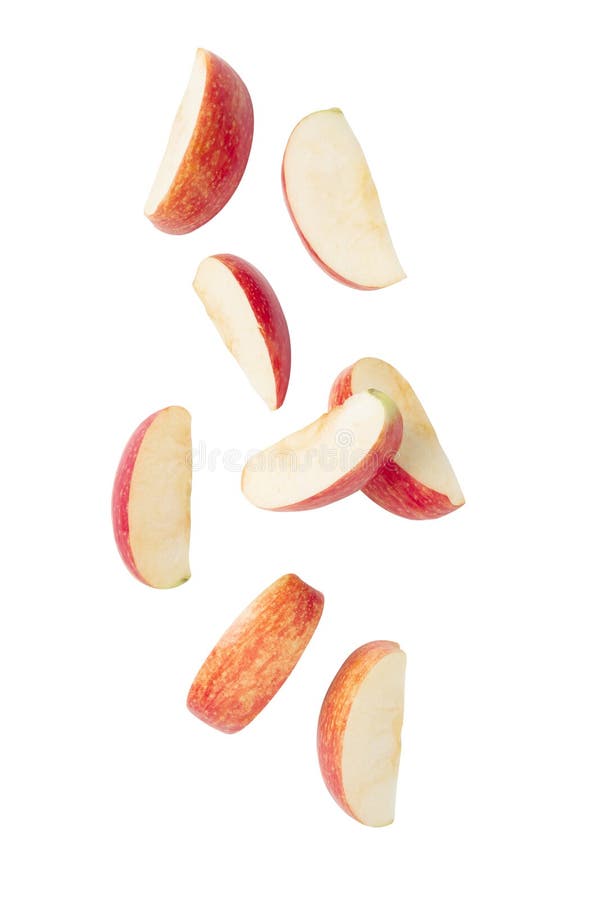 Falling Red Apple Slice Isolated White Background Clipping Path Stock ...