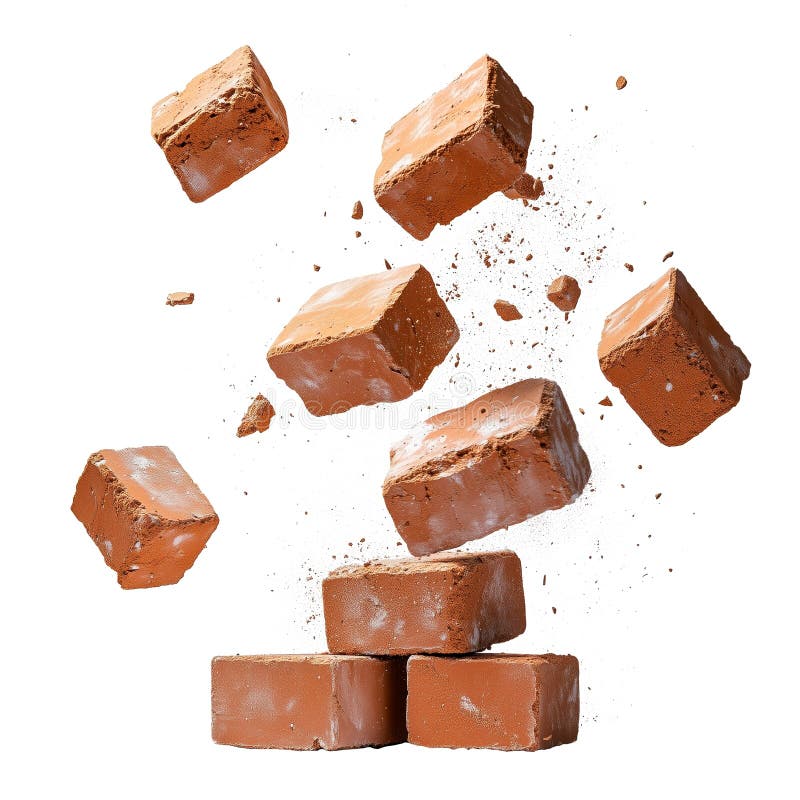 Falling Red Clay Bricks Isolated Transparent Background Cracked Broken ...