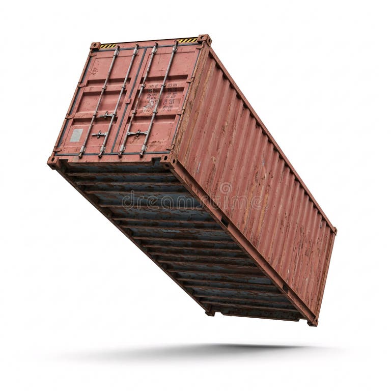 Falling Red Container on White Background. Shipping Container Stock ...