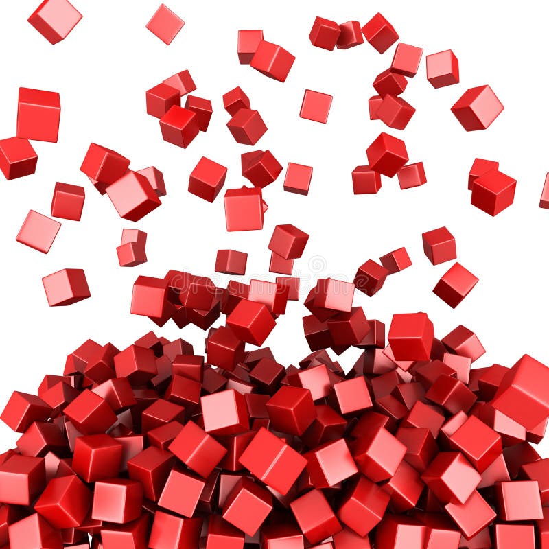 Falling Red Cubes Abstract Background Stock Illustration - Illustration ...