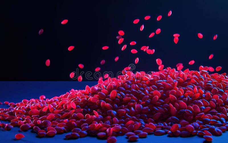 Falling Red Grains on Dark Blue Background Stock Illustration ...