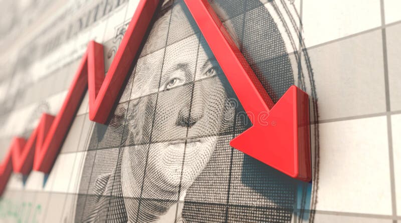 Falling Red Graph on Dollar Money Diagram Stock Photo - Image of ...