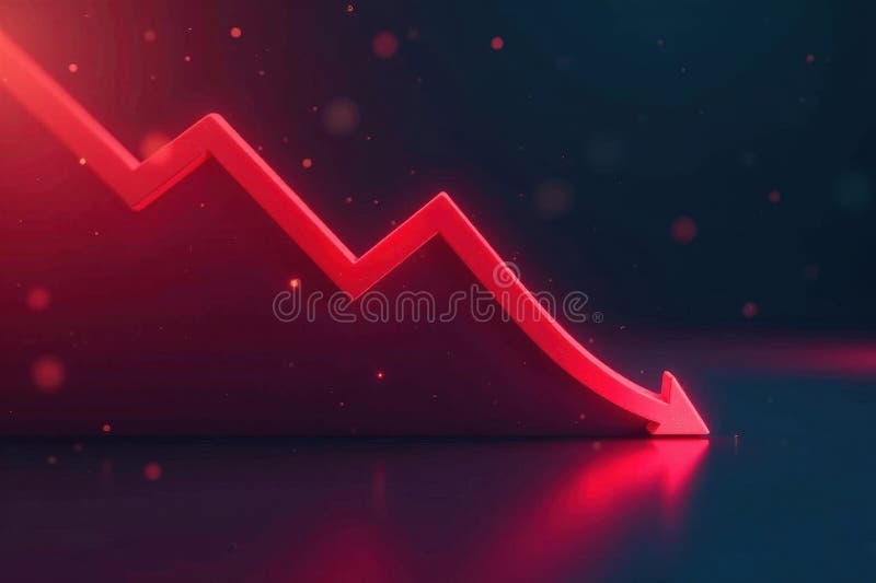 Falling Red Graph Representing Market Decline , Inflation, Stock Market ...