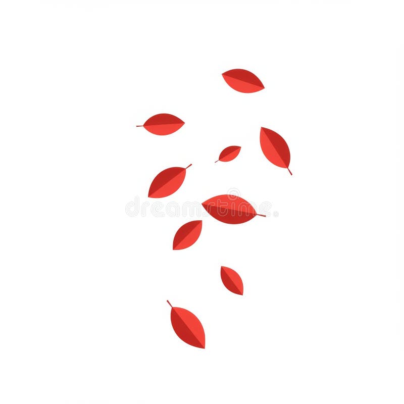 Falling Red Leaves on White Background Stock Illustration ...