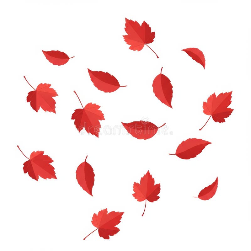 Falling Red Maple Leaves on White Background Stock Illustration ...