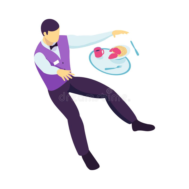 Falling Restaurant Waiter Composition Stock Vector - Illustration of ...