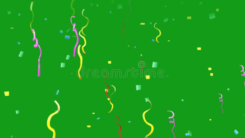 Falling Colourful Ribbon Particles with Green Screen Background Stock ...