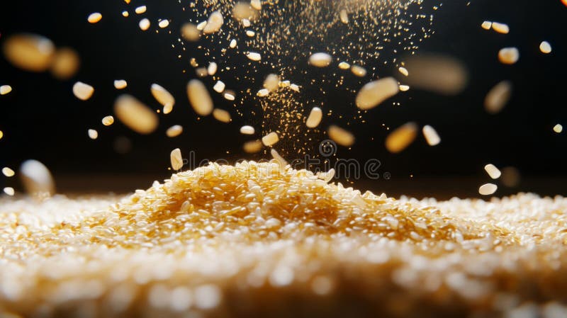 Falling Rice Grains on Dark Background Stock Illustration ...