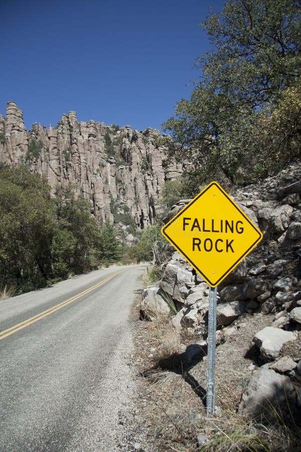 Falling Rock Sign stock image. Image of transportation - 6479551