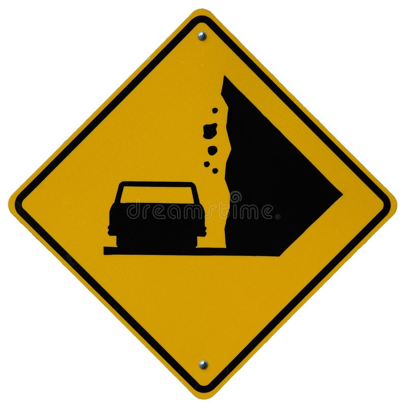 Falling Rocks Ahead Road Sign Stock Photo - Image of caution, nature ...
