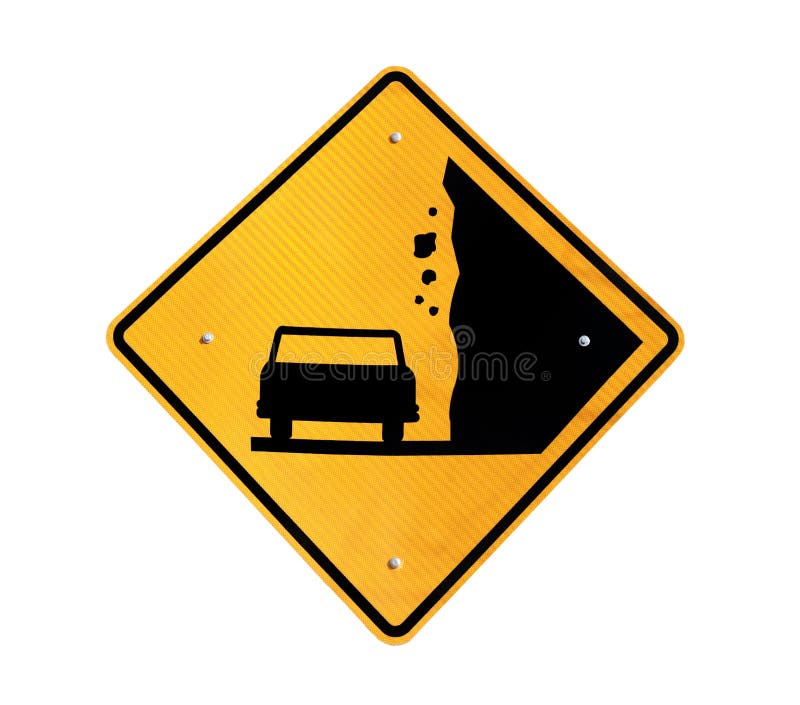 Falling Rocks Ahead stock illustration. Illustration of caution - 14456156