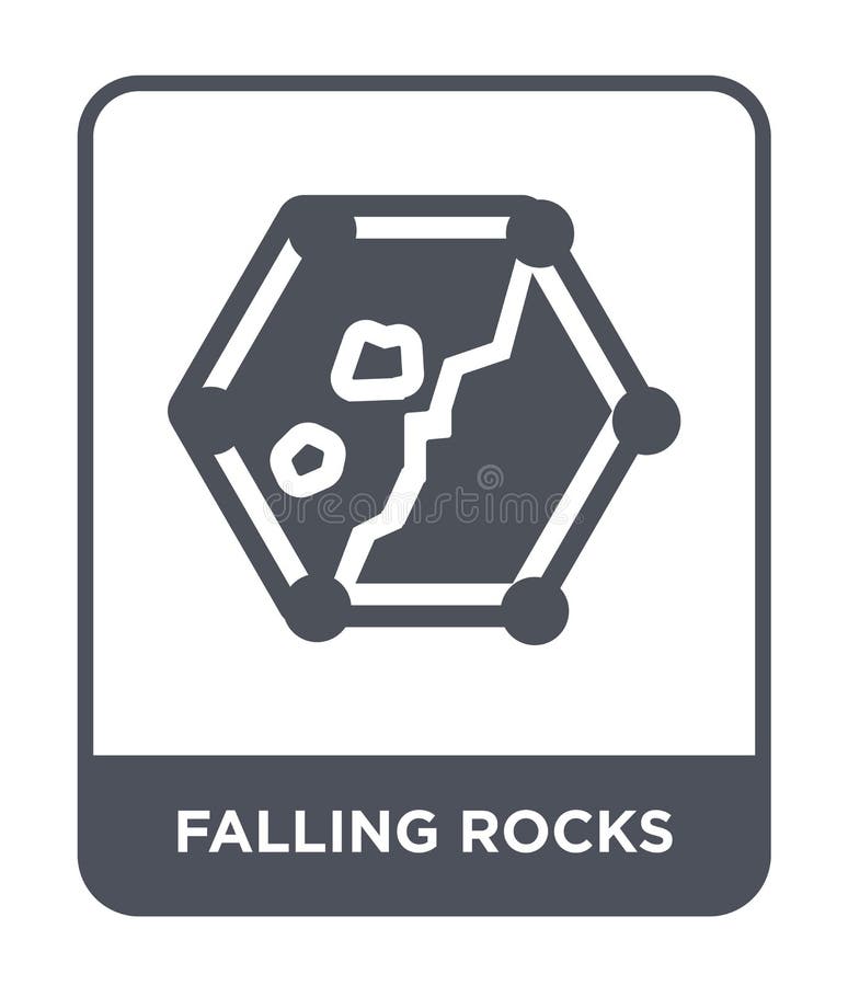 Falling Rocks Icon in Trendy Design Style. Falling Rocks Icon Isolated ...
