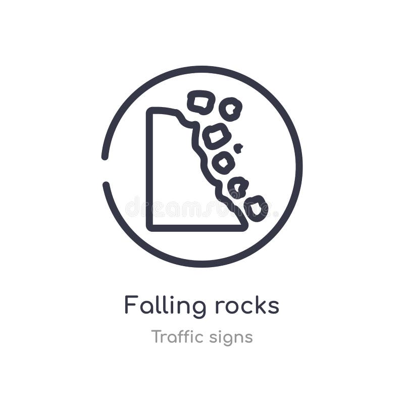 Falling Rocks Outline Icon. Isolated Line Vector Illustration from ...