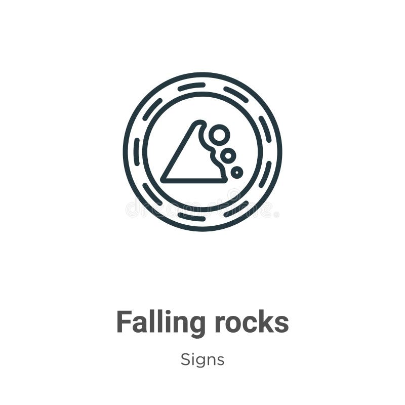 Falling Rocks Sign Outline Vector Icon. Thin Line Black Falling Rocks ...