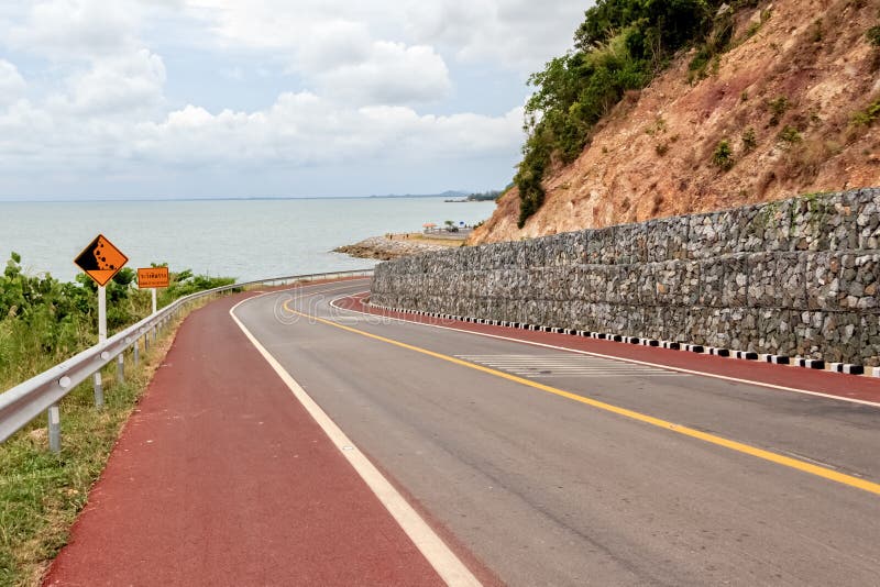 Falling Rocks Protection of Winding Road Stock Image - Image of hill ...