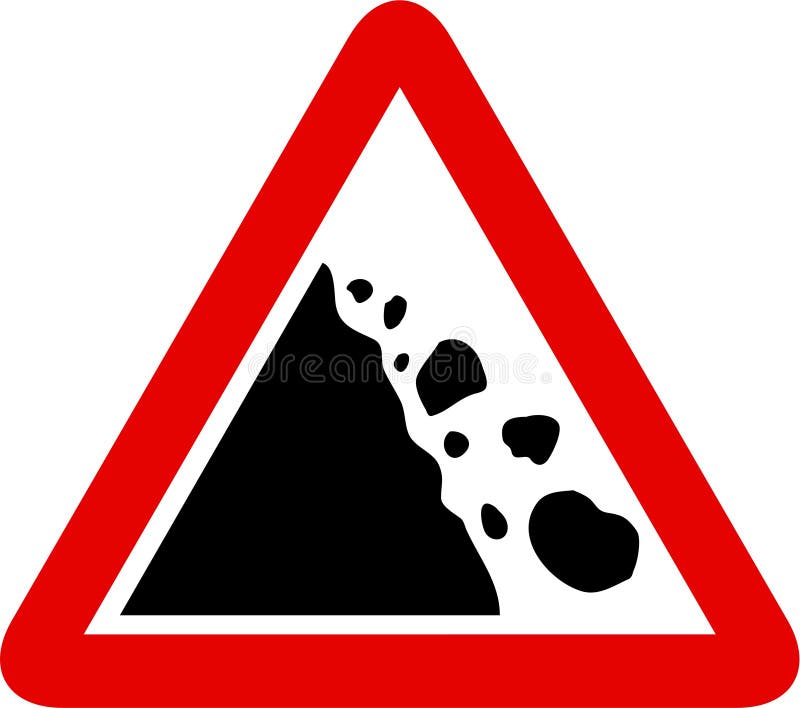 Falling rocks sign stock illustration. Illustration of message - 8298582