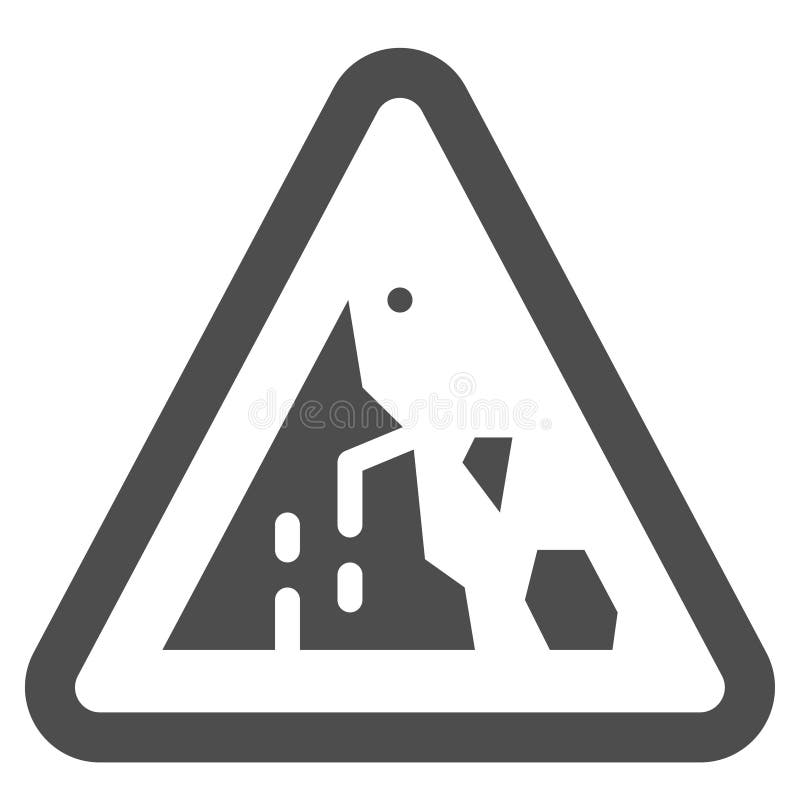 Falling Rocks Sign Icon, Traffic Sign Vector Stock Vector ...