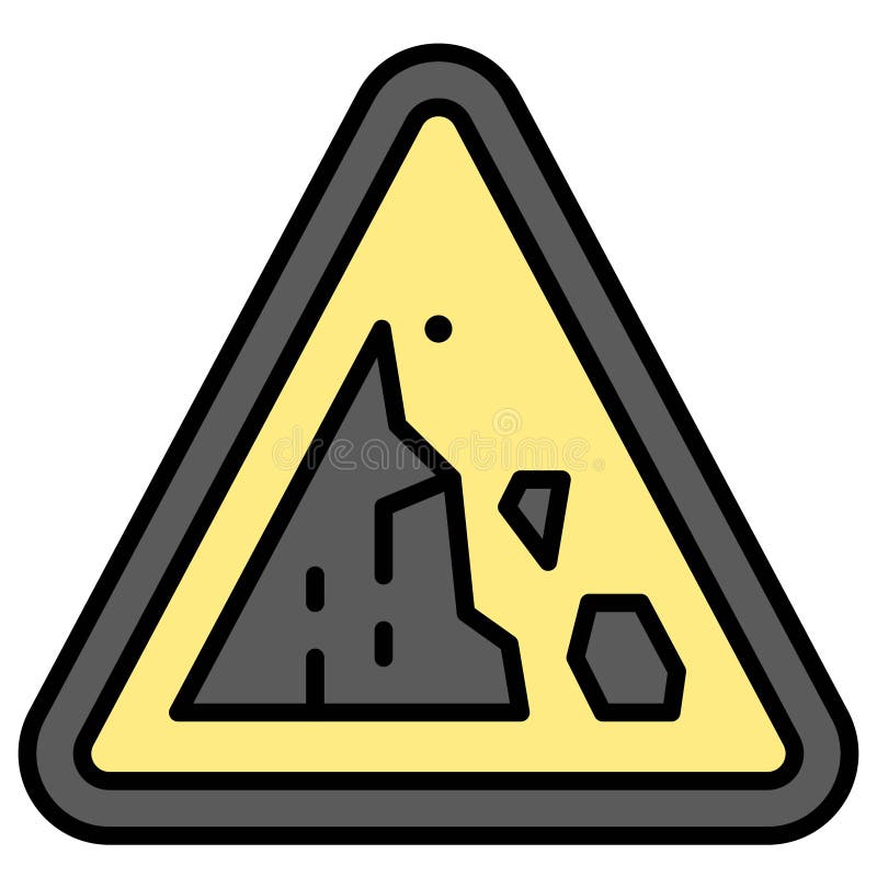 Falling Rocks Sign Icon, Traffic Sign Vector Stock Vector ...