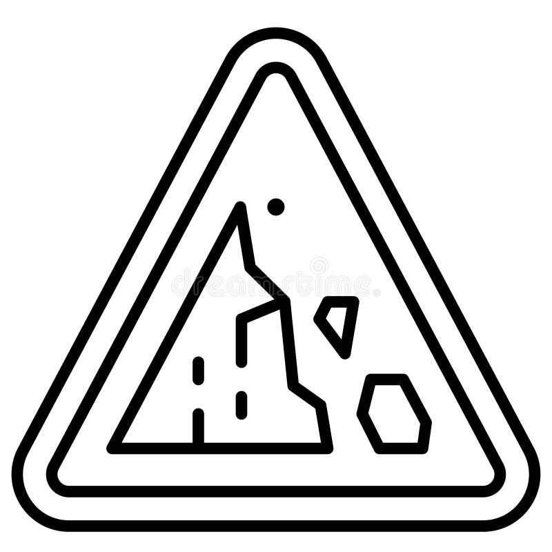 Falling Rocks Sign Icon, Traffic Sign Vector Stock Vector ...