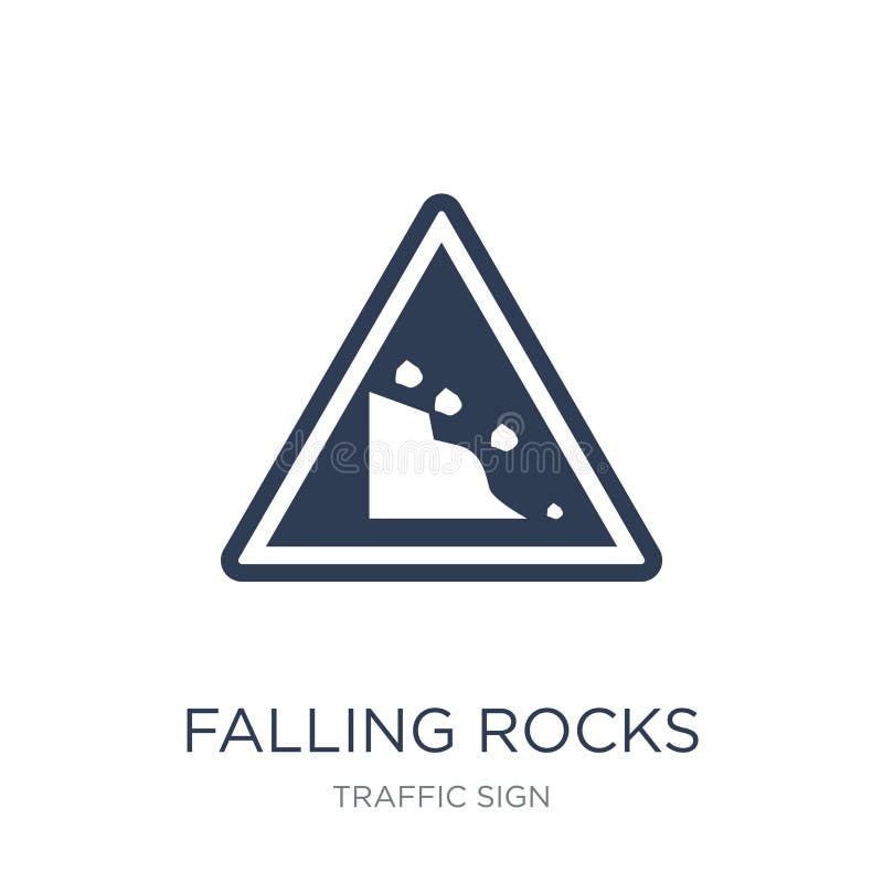Falling Rocks Sign Icon. Trendy Flat Vector Falling Rocks Sign I Stock ...