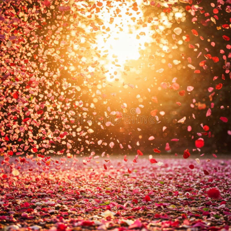 Falling Rose Petals at Sunset Stock Image - Image of romantic ...
