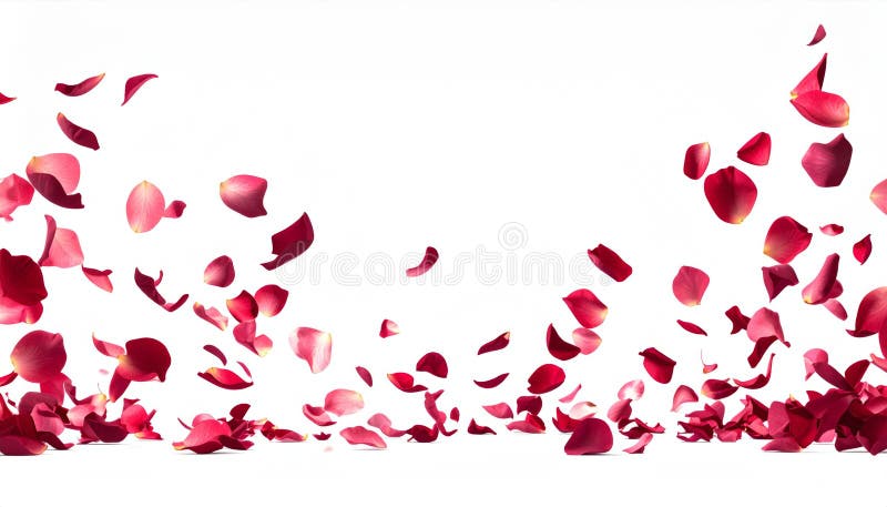 Falling Rose Petals on White Background Stock Illustration ...