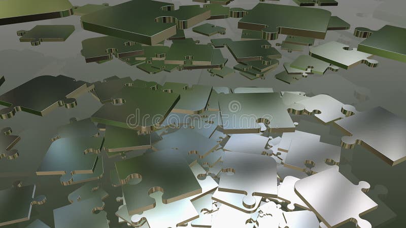 Falling, Rotating Abstract Puzzle Pieces in Metal Color Stock Footage ...