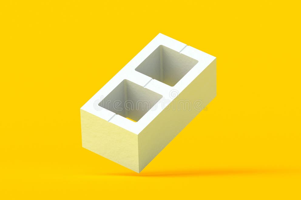 Falling Rough Concrete Block on Orange Background Stock Illustration ...