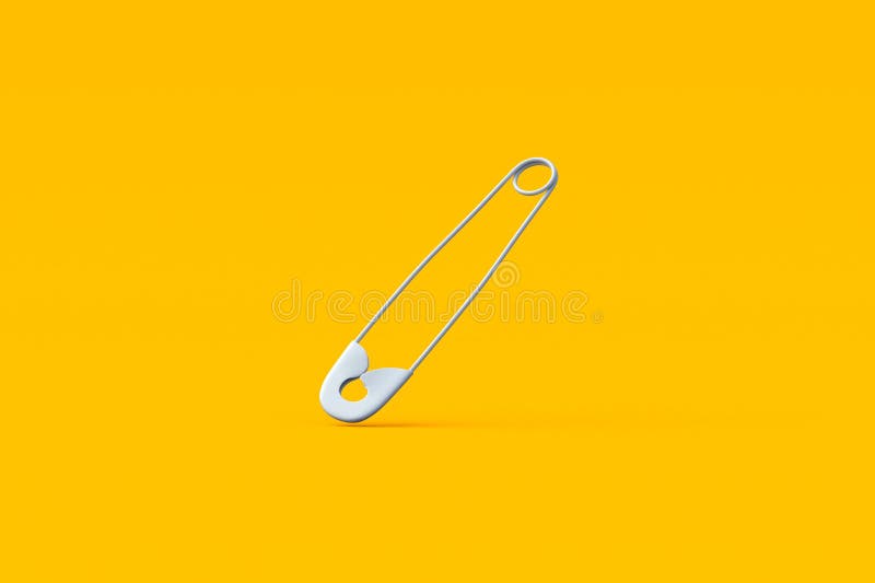 Falling Safety Pin on Yellow Background. Tool for Sewing Stock ...
