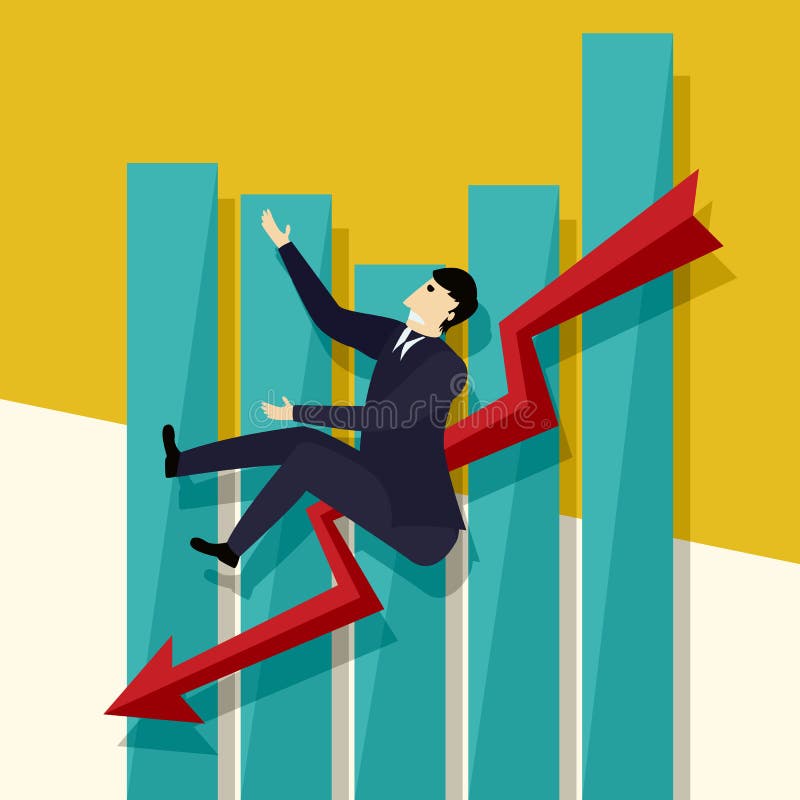 Falling sales chart stock vector. Illustration of person - 55299921