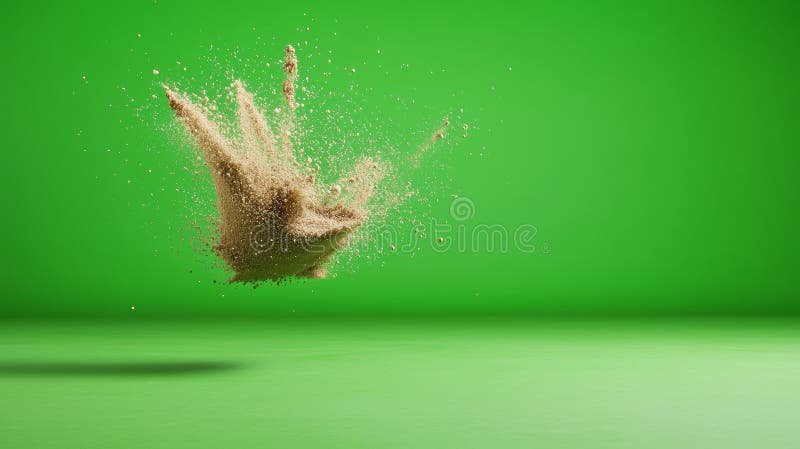 Falling Sand Dust Splash on Bright Green Background Stock Illustration ...
