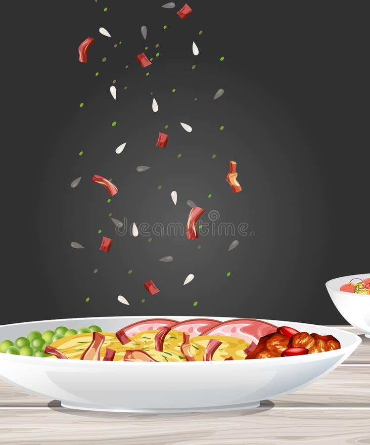 Falling Seasonings on To the Dish Stock Vector - Illustration of lunch ...