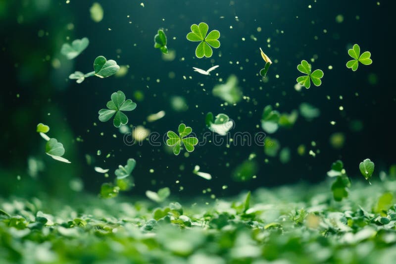 Falling Shamrock Leaves Creating a Festive Background for Saint Patrick ...