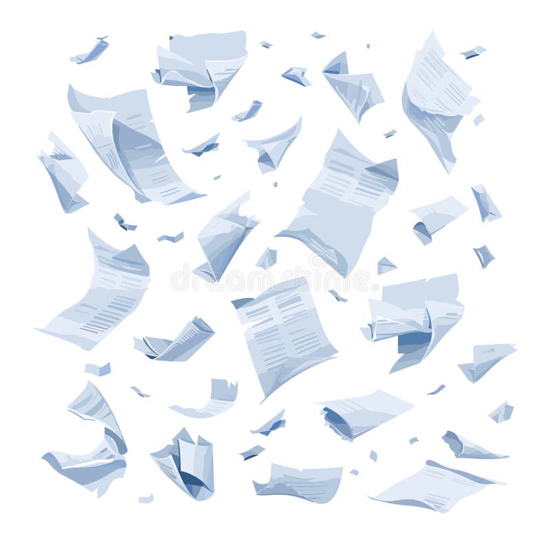 Falling Sheets Cartoon Vector Set. Paper Pages Flying Curling Chaotic ...